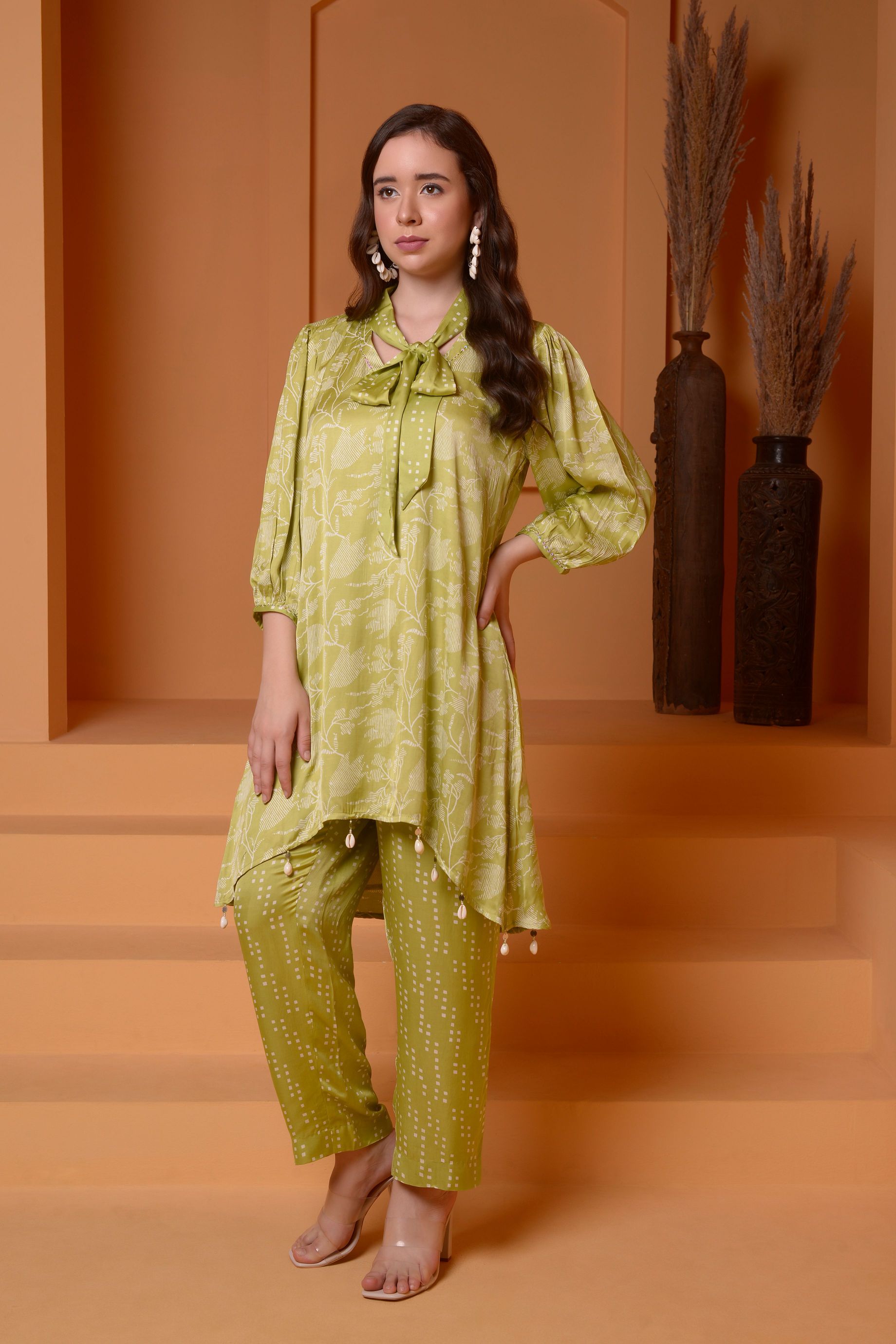 Lime Green Printed Coord Set – Surabhi Arya